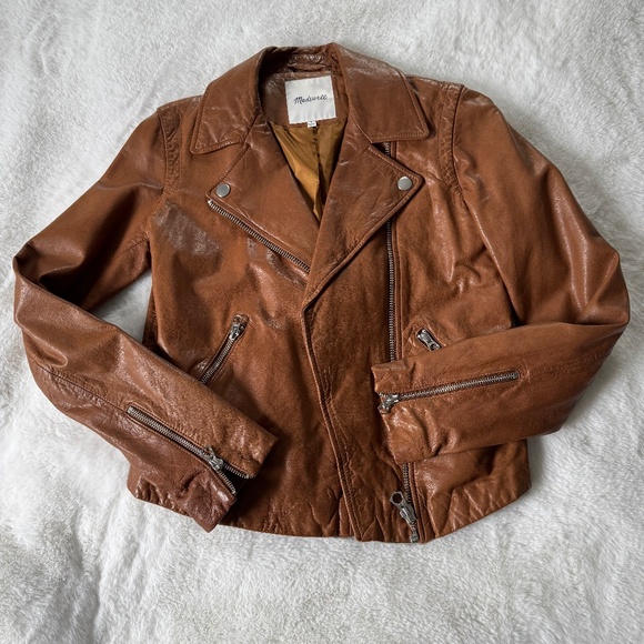 Madewell | Jackets & Coats | Madewell Brown Leather Biker Jacket | Poshmark